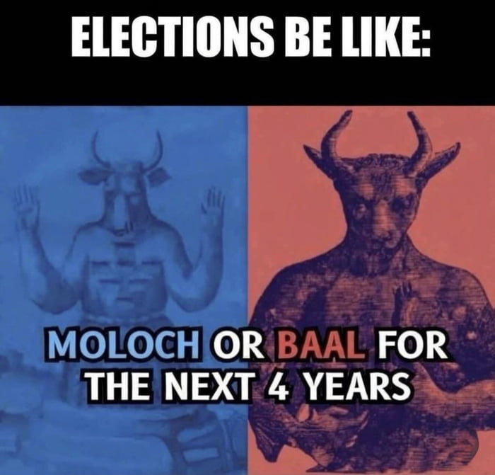 Elections Be Like: Moloch or Baal for the Next 4 Years GagBase | AI ...