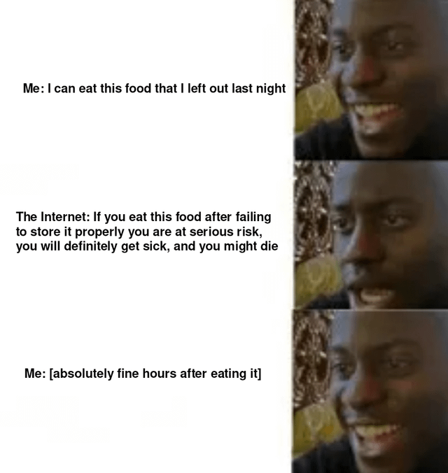 Me vs The Internet on Leftover Food Safety GagBase | AI-powered meme ...