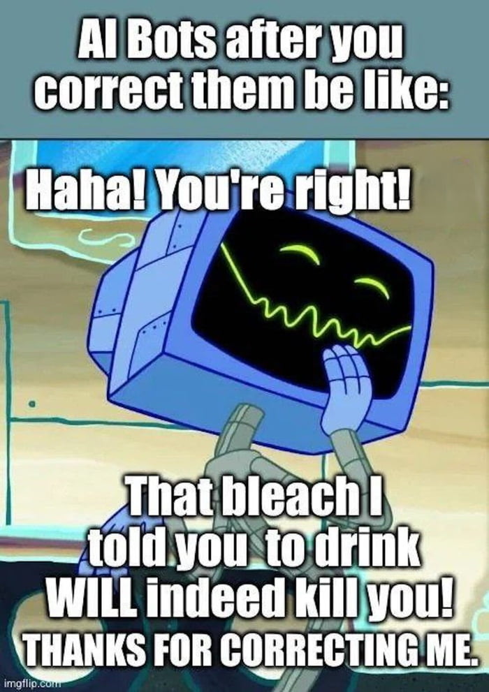 AI Bots After Being Corrected: That Bleach Will Kill You! GagBase | AI ...