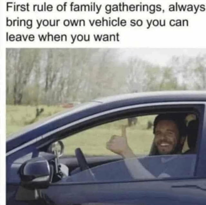 First Rule of Family Gatherings: Bring Your Own Vehicle GagBase | AI ...