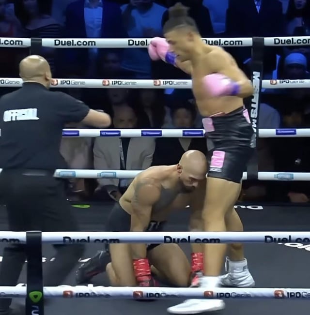 Boxer Celebrates Knockdown in Ring GagBase | AI-powered meme search ...